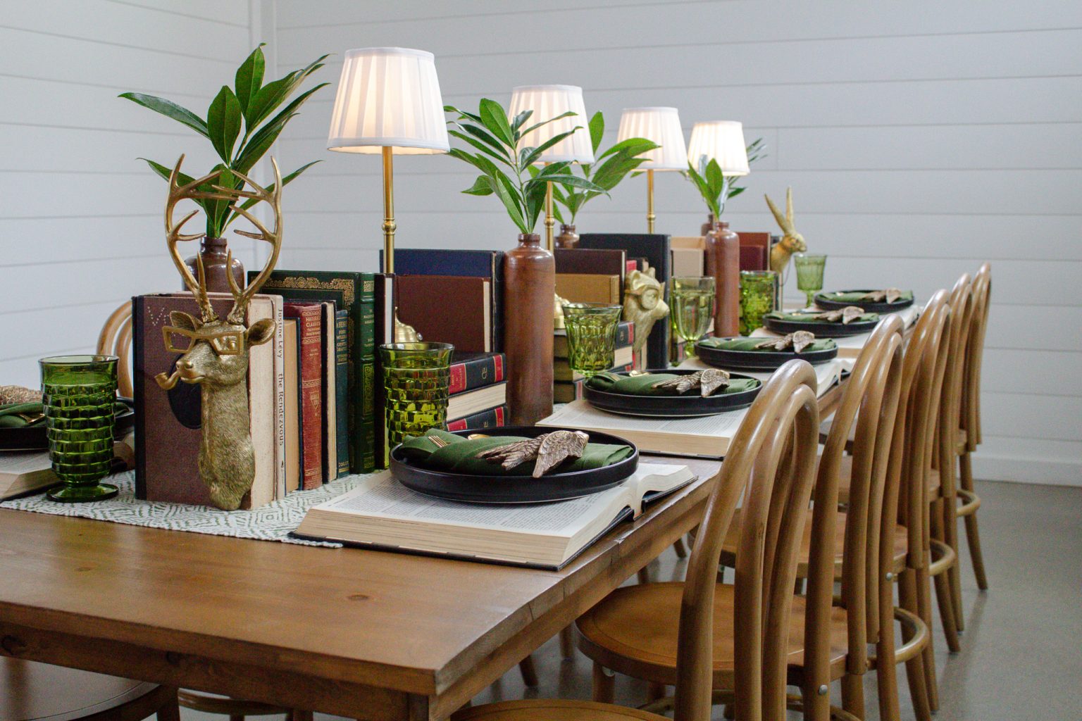 Woodland Academia Themed Table - Sugar Creek Event Rentals